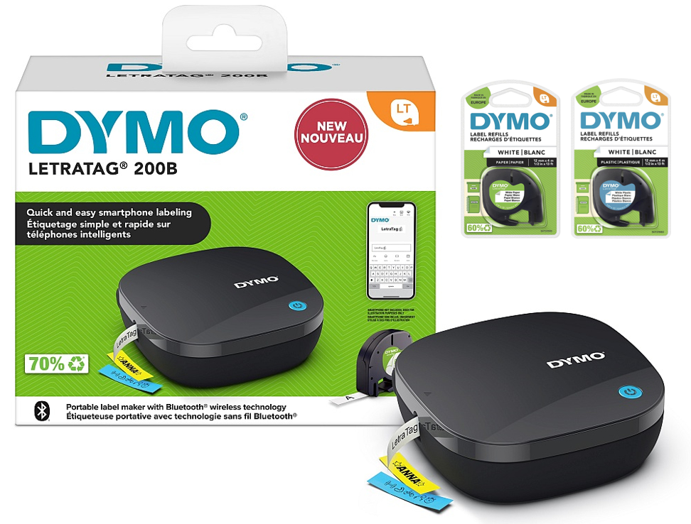 מדפסת ניידת אלחוטית DYMO LETRATAG® 200B | מדפסות ניידות לשימוש ביתי ...